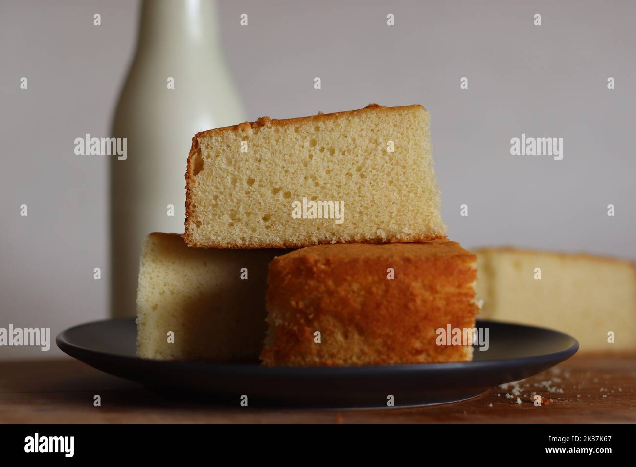 Holt milk cake. Traditional milk sponge cake made of batter prepared by ...