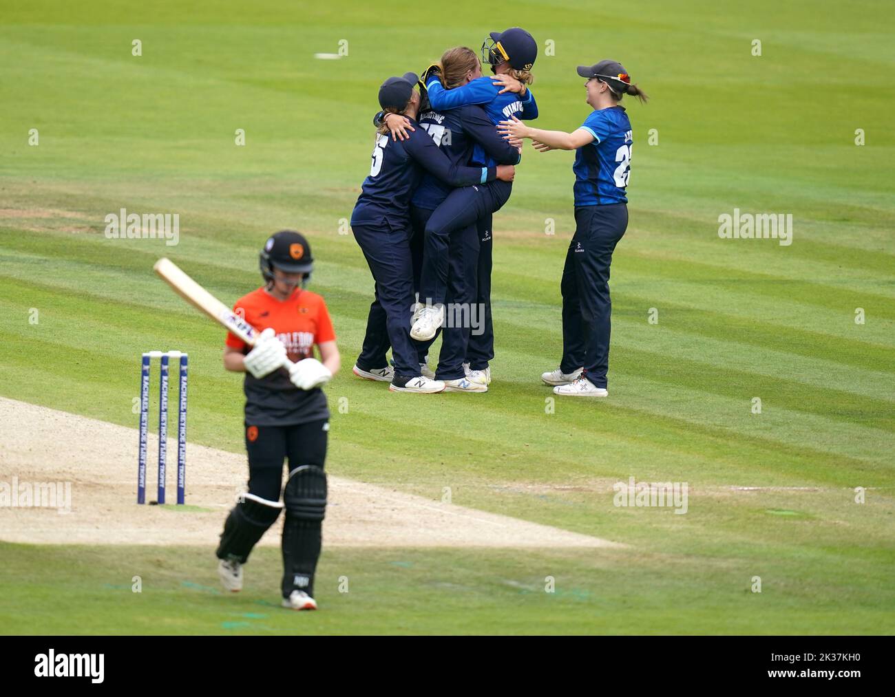 Northern Diamonds' Hollie Armitage celebrates taking the wicket of ...