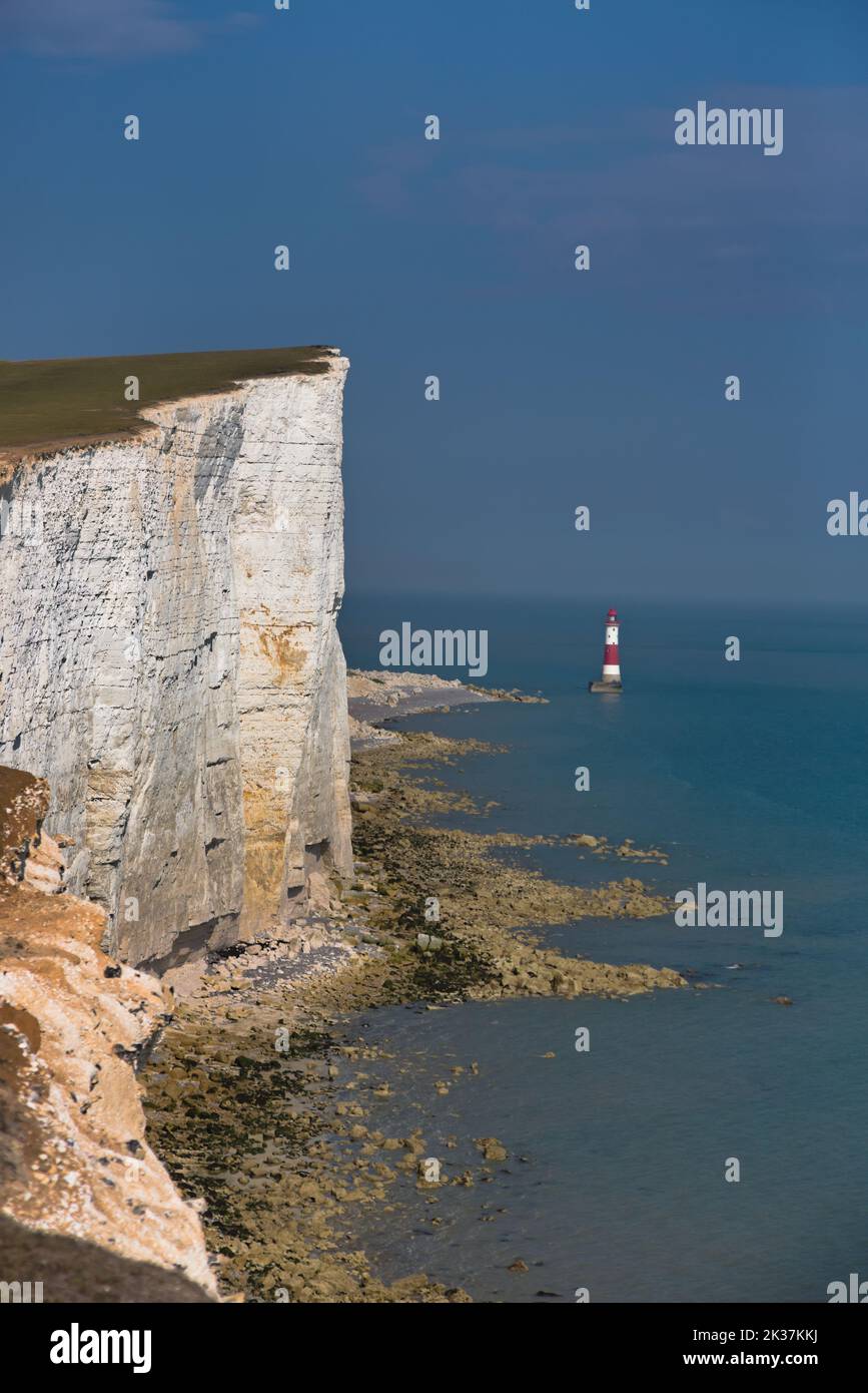 Landscape image of Beachy Head Cliffs, adjacent coastline and ...