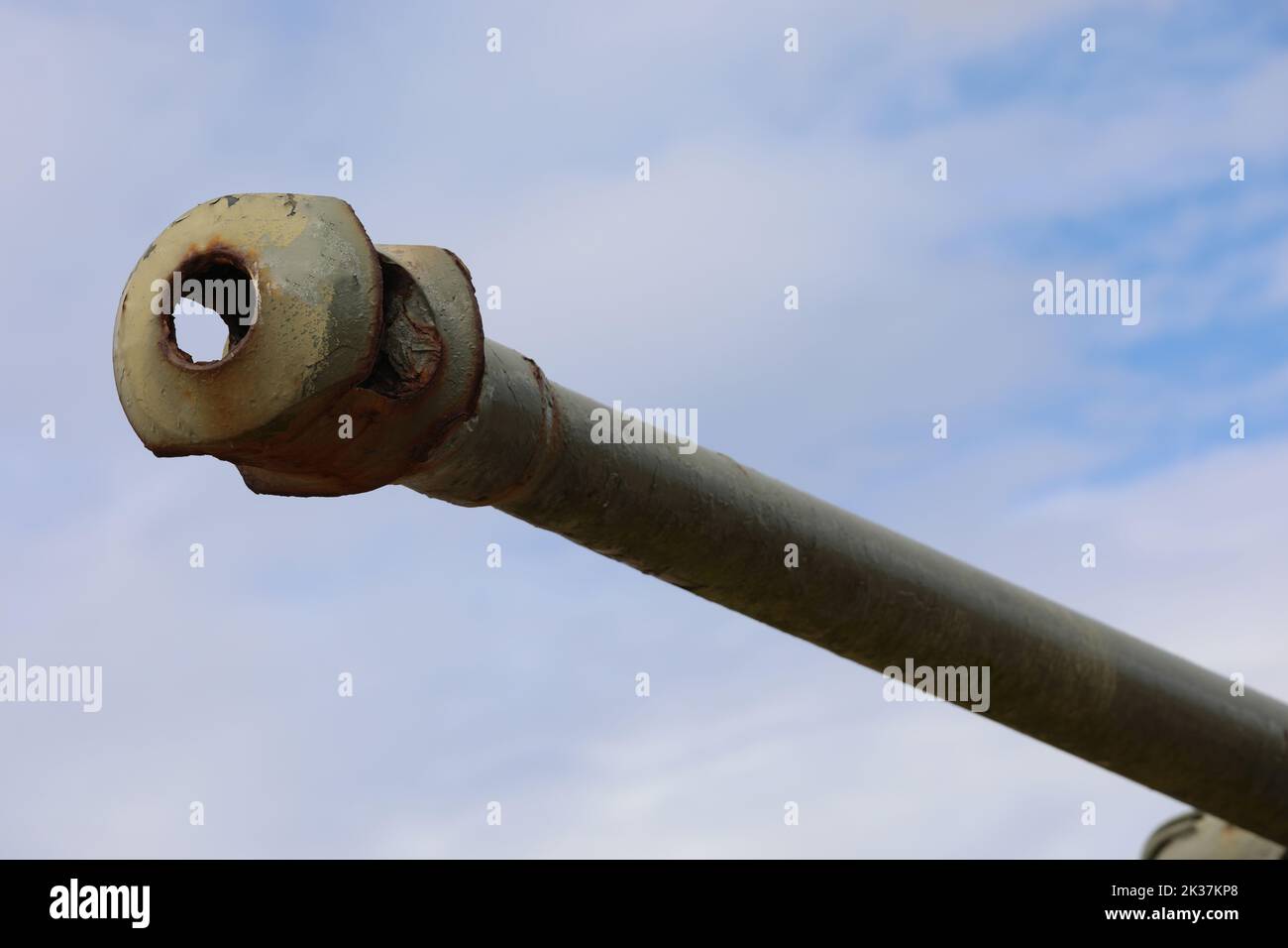 detail of the barrel of the cannon used in World War II during the ...