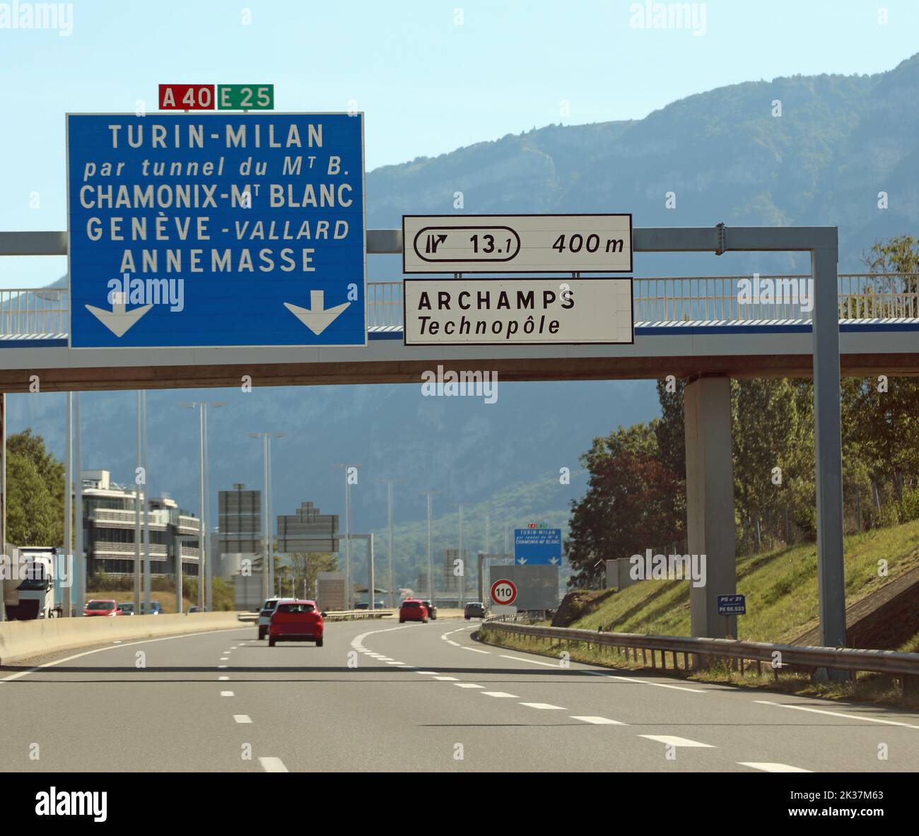 road sign with directions to go to French places in France Stock Photo ...