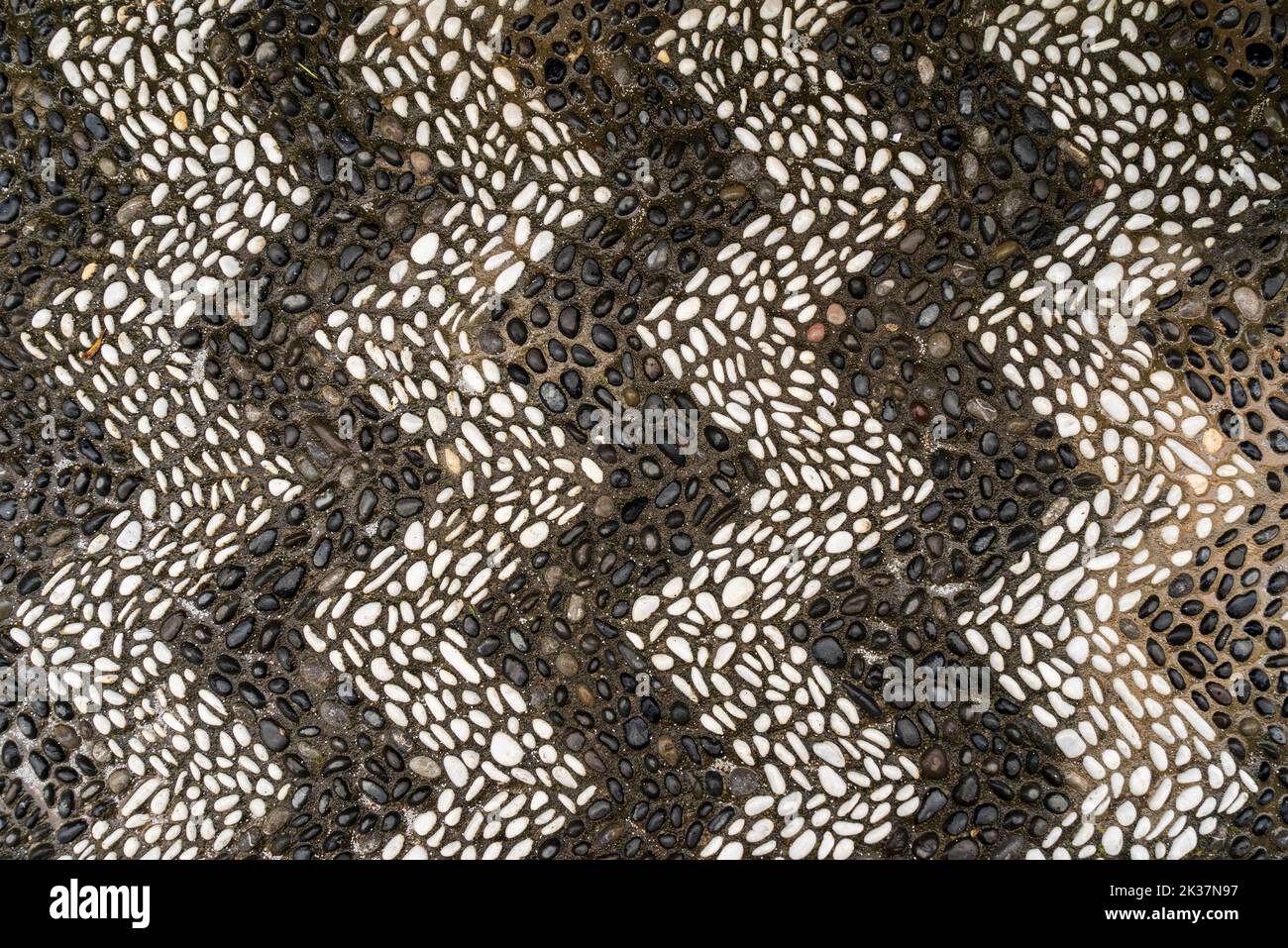 The traditional black and white pebble floor design on an Island in ...