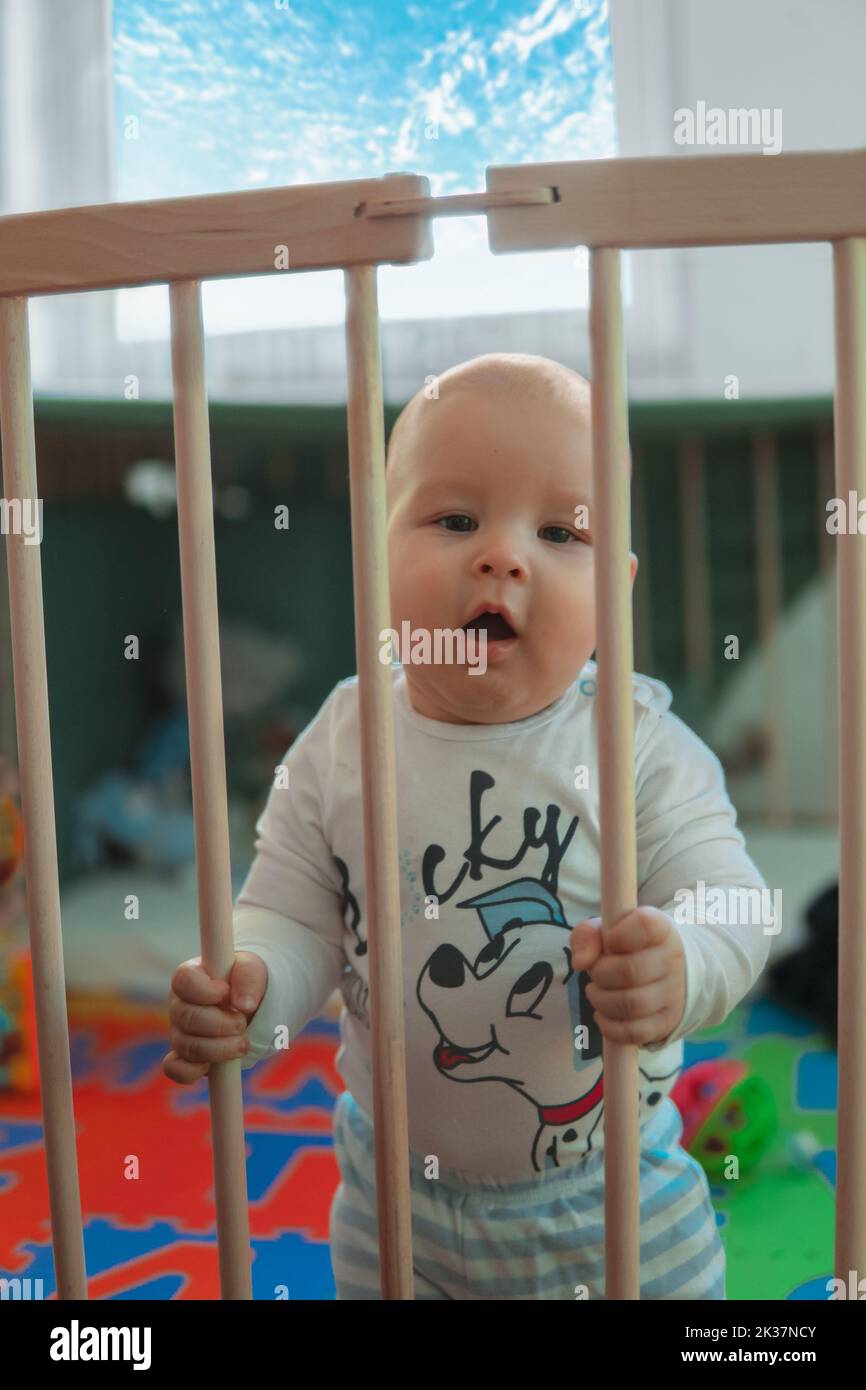 Baby boy standing up in hi-res stock photography and images - Alamy