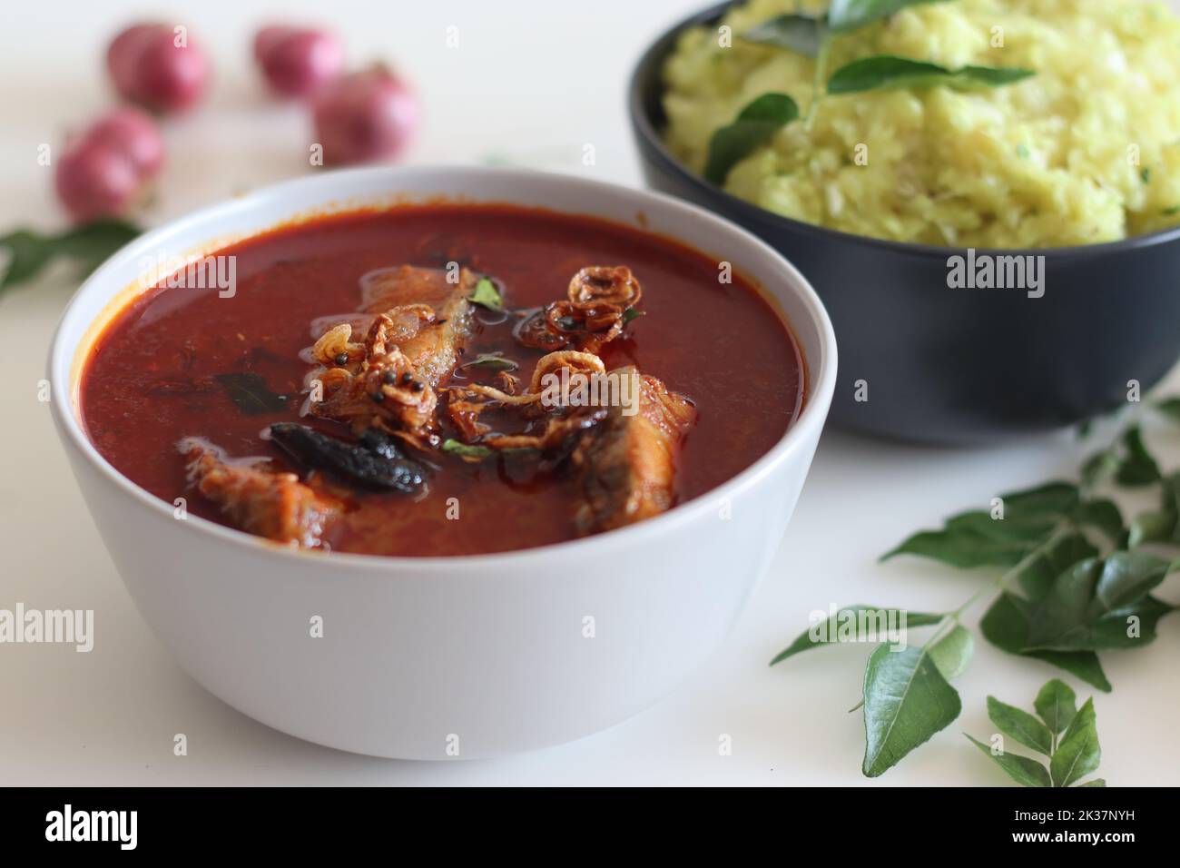 Indian butter fish curry prepared in kerala style served with Mashed ...