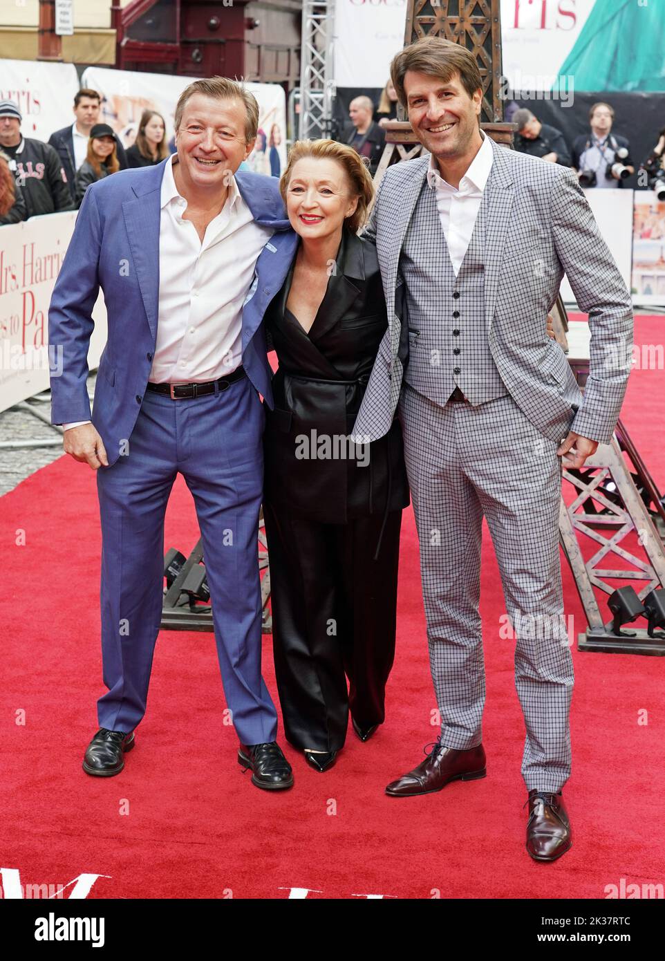 Xavier Marchand, Lesley Manville and Guillame Benski attend the UK ...