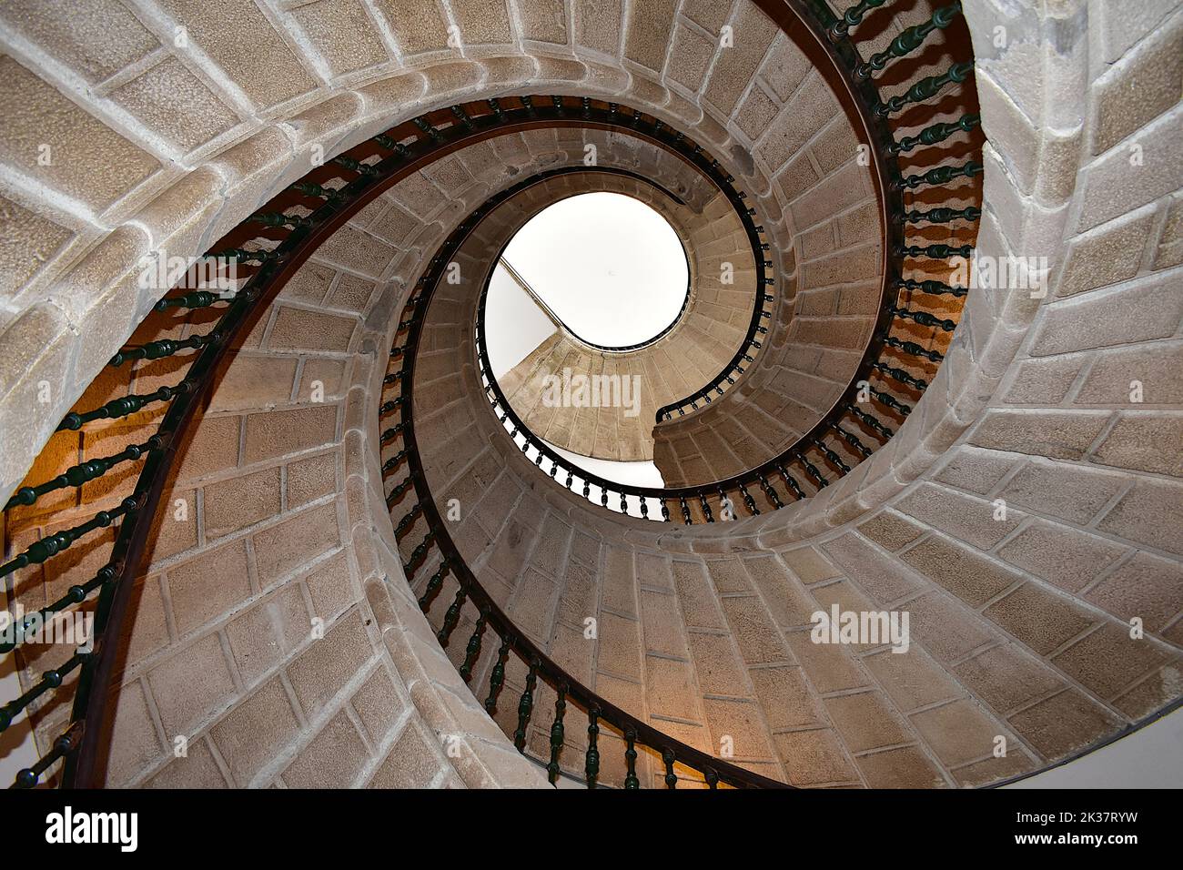Famous triple helical stone staircase at San Domingos de Bonaval ...