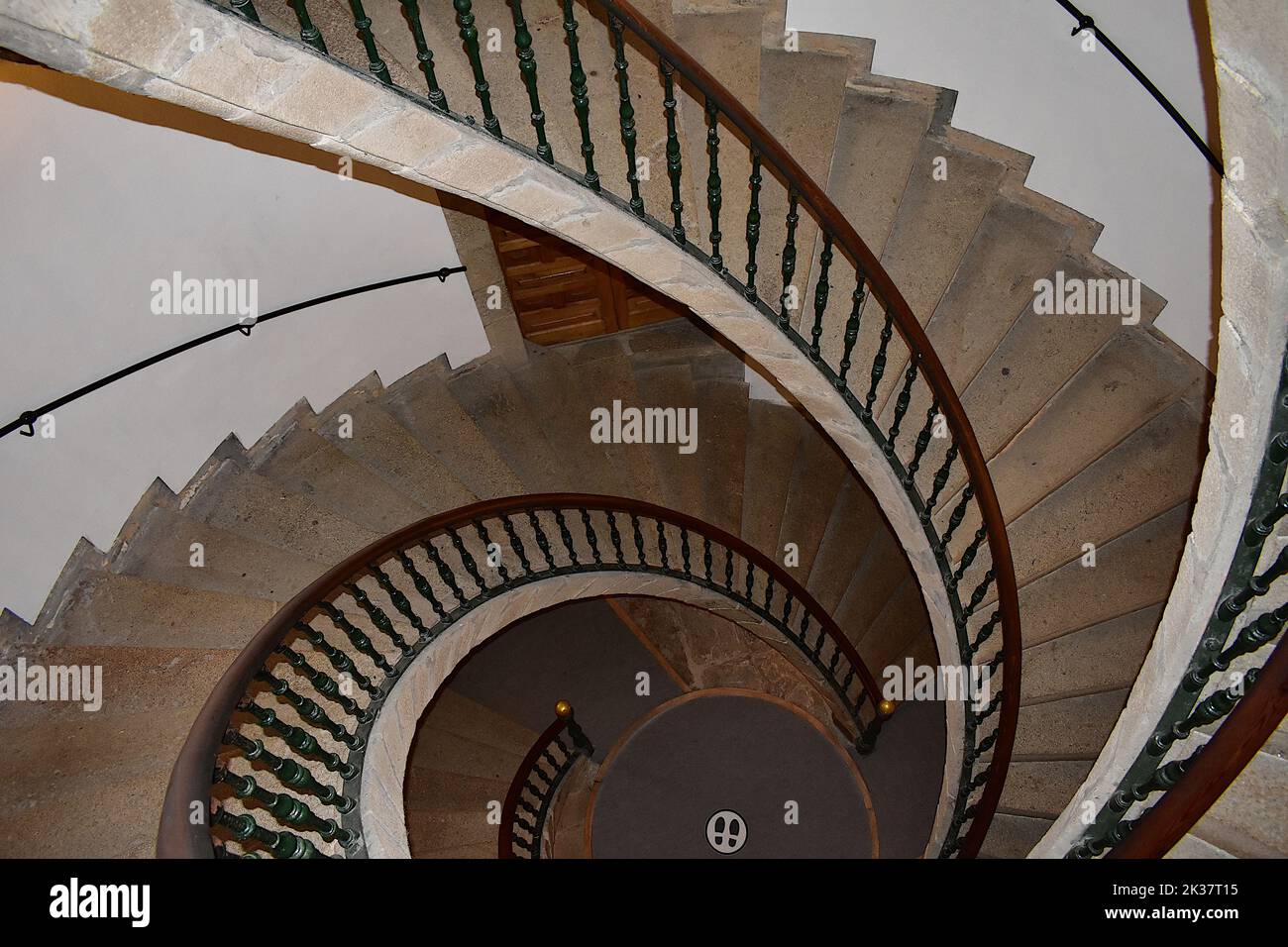 Famous triple helical stone staircase at San Domingos de Bonaval ...