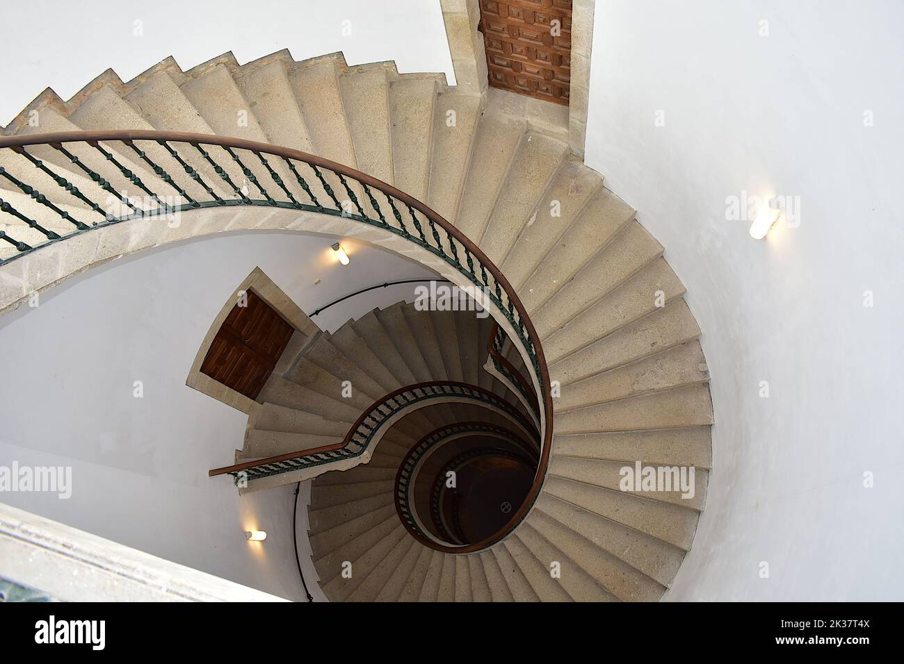 Famous triple helical stone staircase at San Domingos de Bonaval ...
