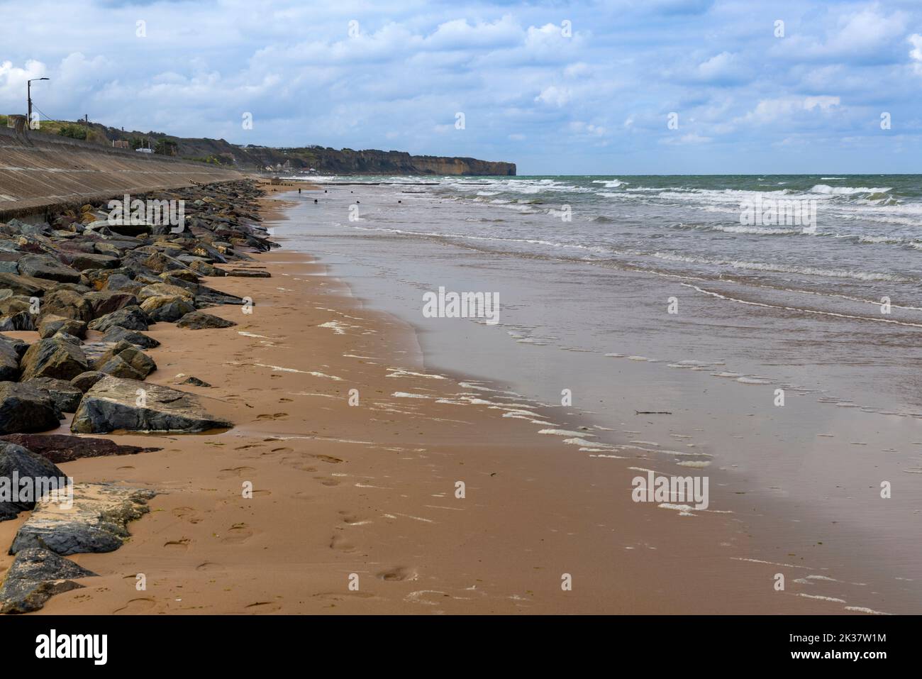Omaha beach at Vierville-sur-Mer, Calvados, Normandy, France, where the ...