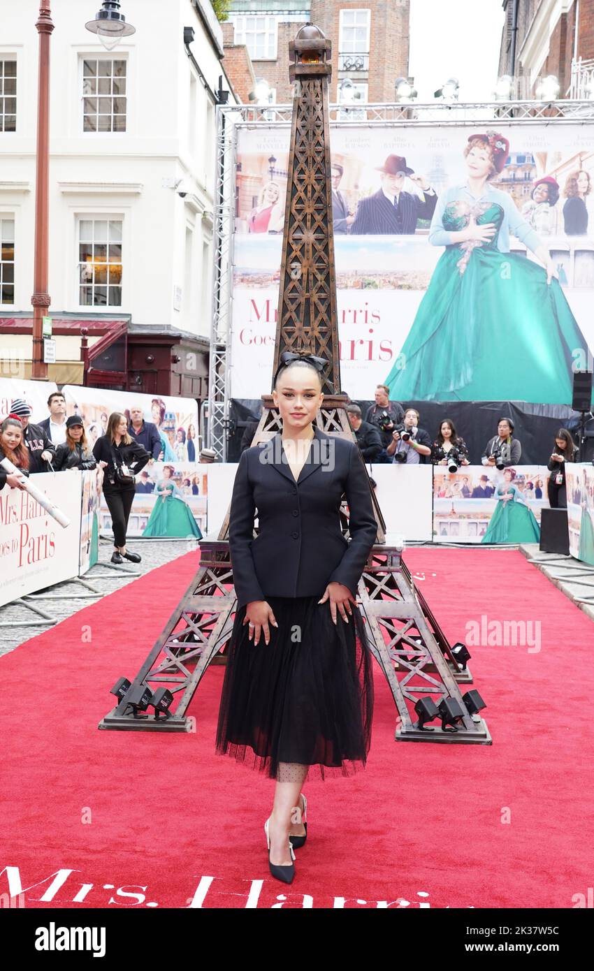 Rose Williams attends the UK premiere of Mrs Harris Goes to Paris at ...