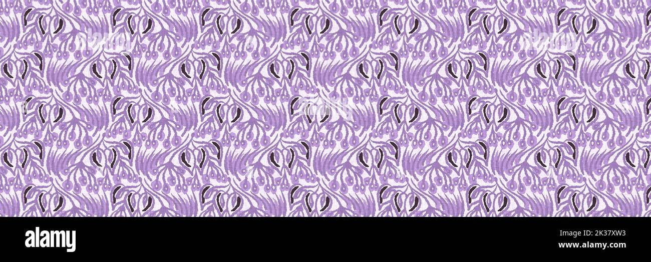 Gender neutral floral flower seamless raster border. Simple purple ...