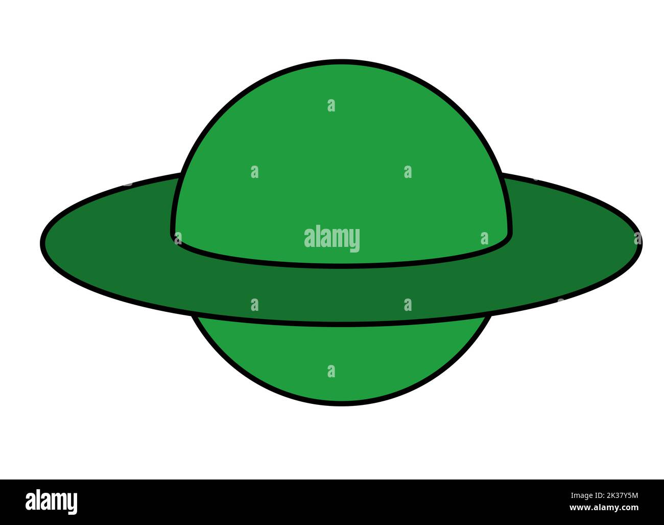 A graphic illustration of a Ringed Planet in Green for use as an icon ...