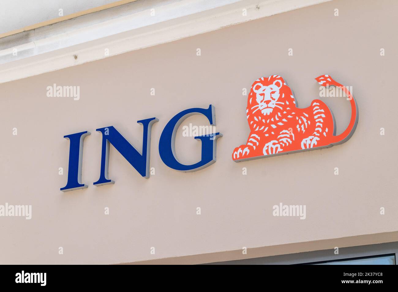 Krosno, Poland - June 12, 2022: Sign and logo of ING bank Stock Photo ...