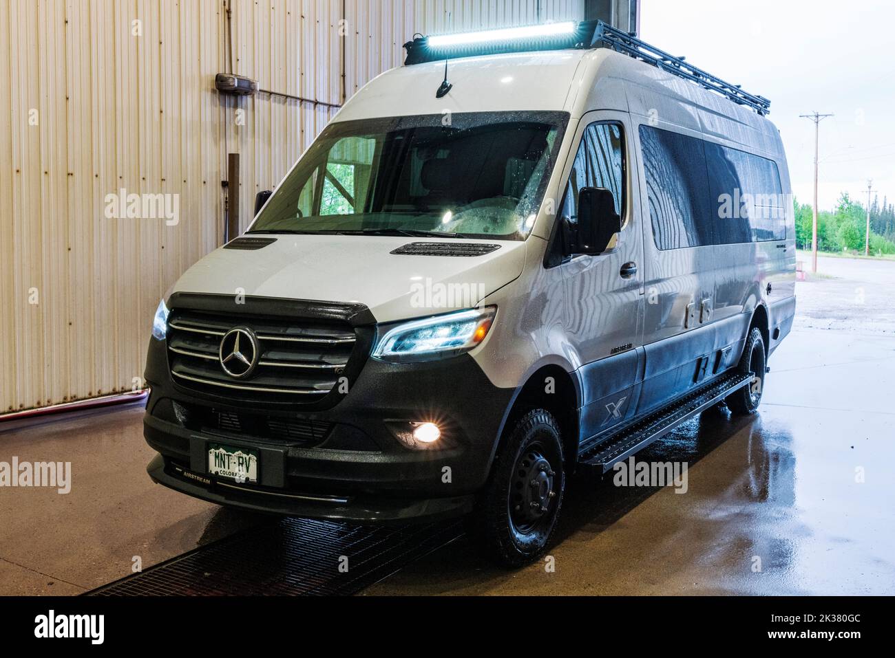 Airstream Interstate 24X 4WD campervan; car wash; Alberta; Canada Stock ...