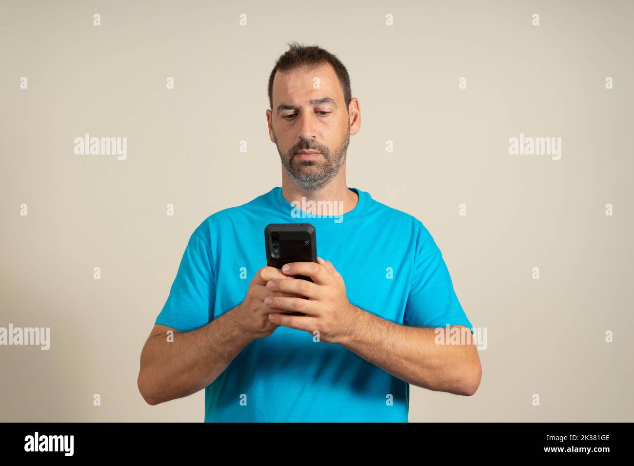 Photo of attractive macho man perfect appearance neat hairstyle easy ...