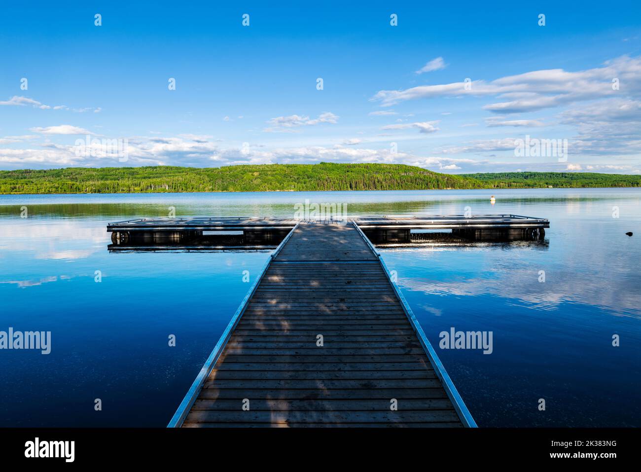 Empty dock; Swan Lake; Swan Lake Provincial Park; British Columbia ...
