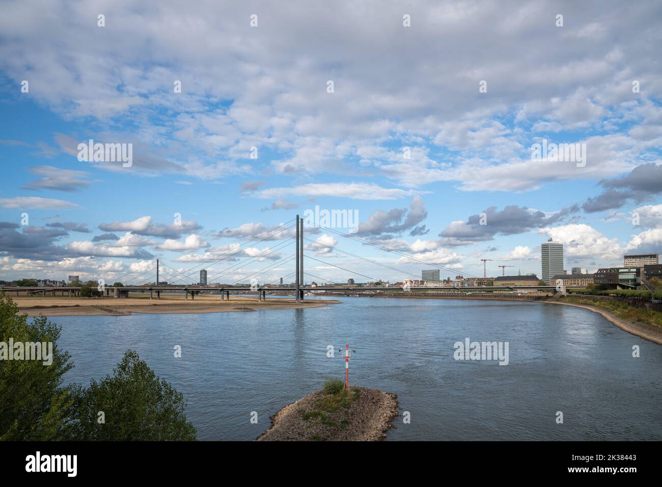 DUSSELDORF, GERMANY - SEPTEMBER 8, 2022: Panoramic image of Rhine river ...