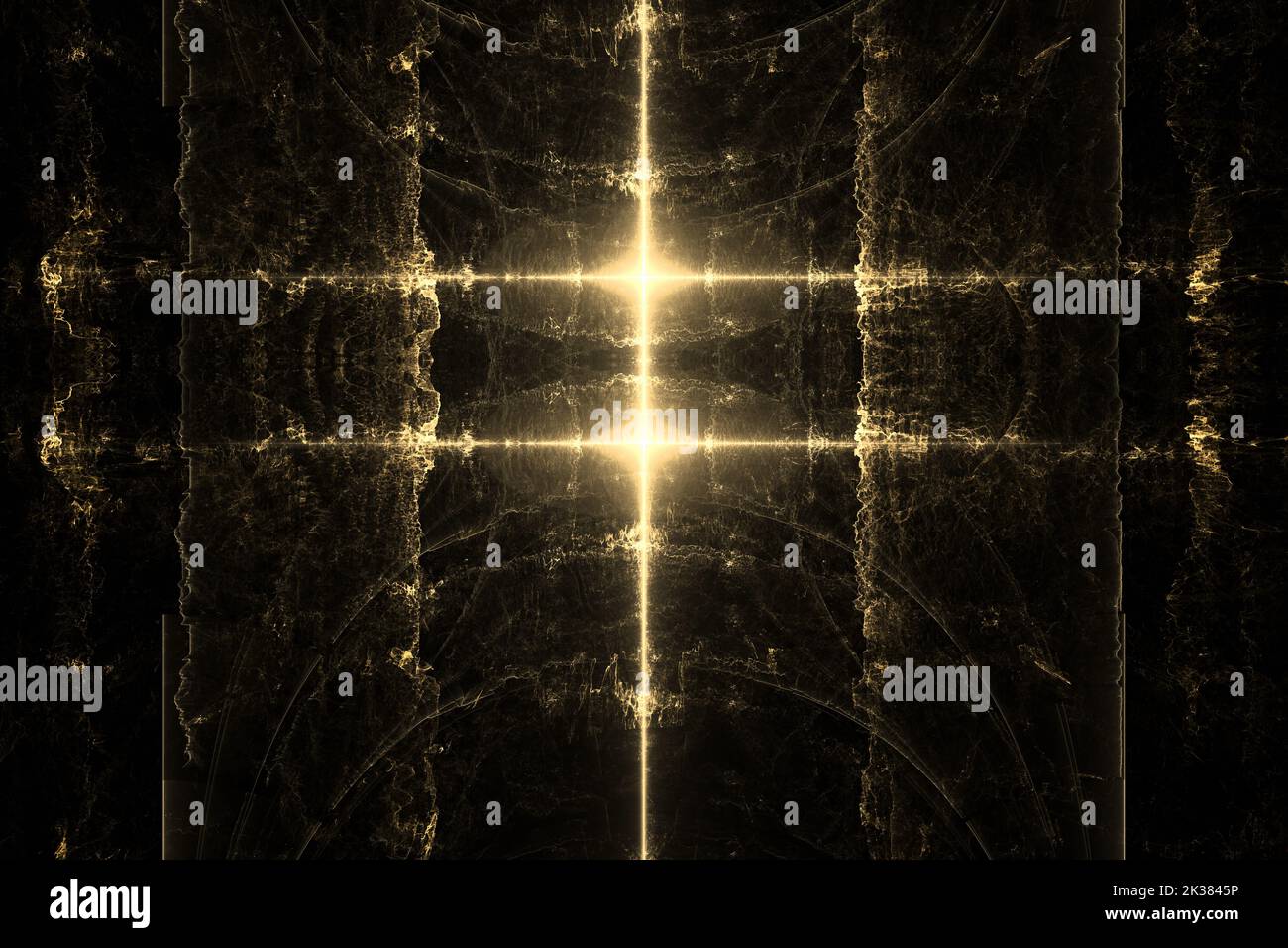 Fractal perspective background - abstract 3d illustration. Chaos strokes and light effects ...