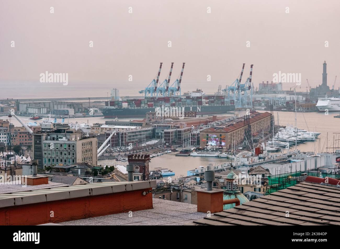 The architecture of Genoa with unique roofs, Italy Stock Photo - Alamy