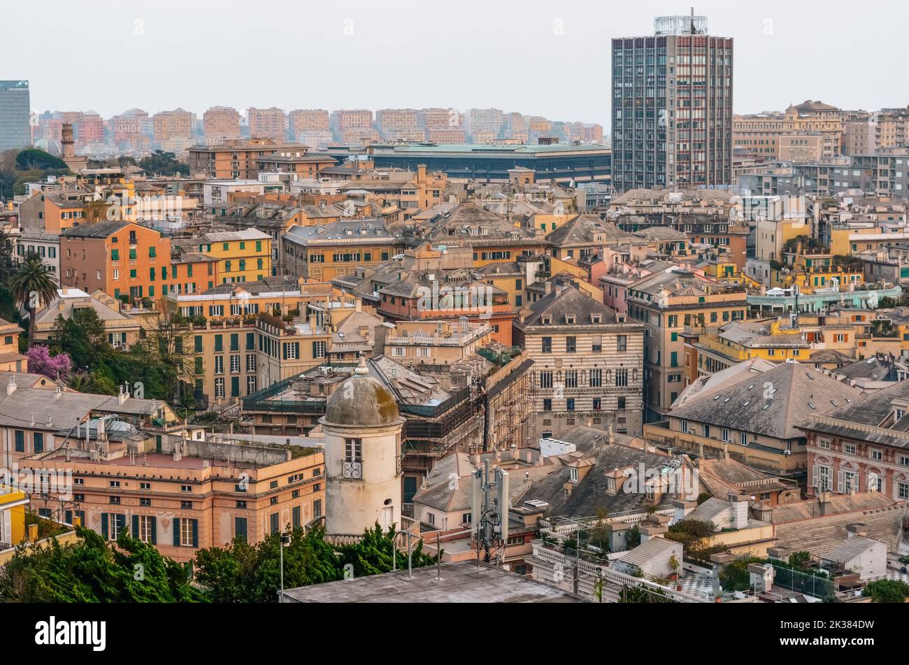 The architecture of Genoa with unique roofs, Italy Stock Photo - Alamy