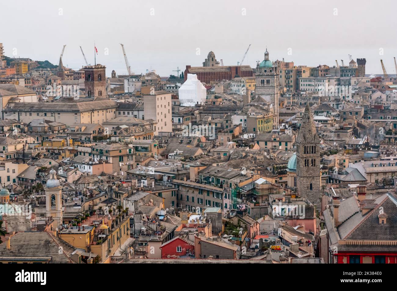 The architecture of Genoa with unique roofs, Italy Stock Photo - Alamy