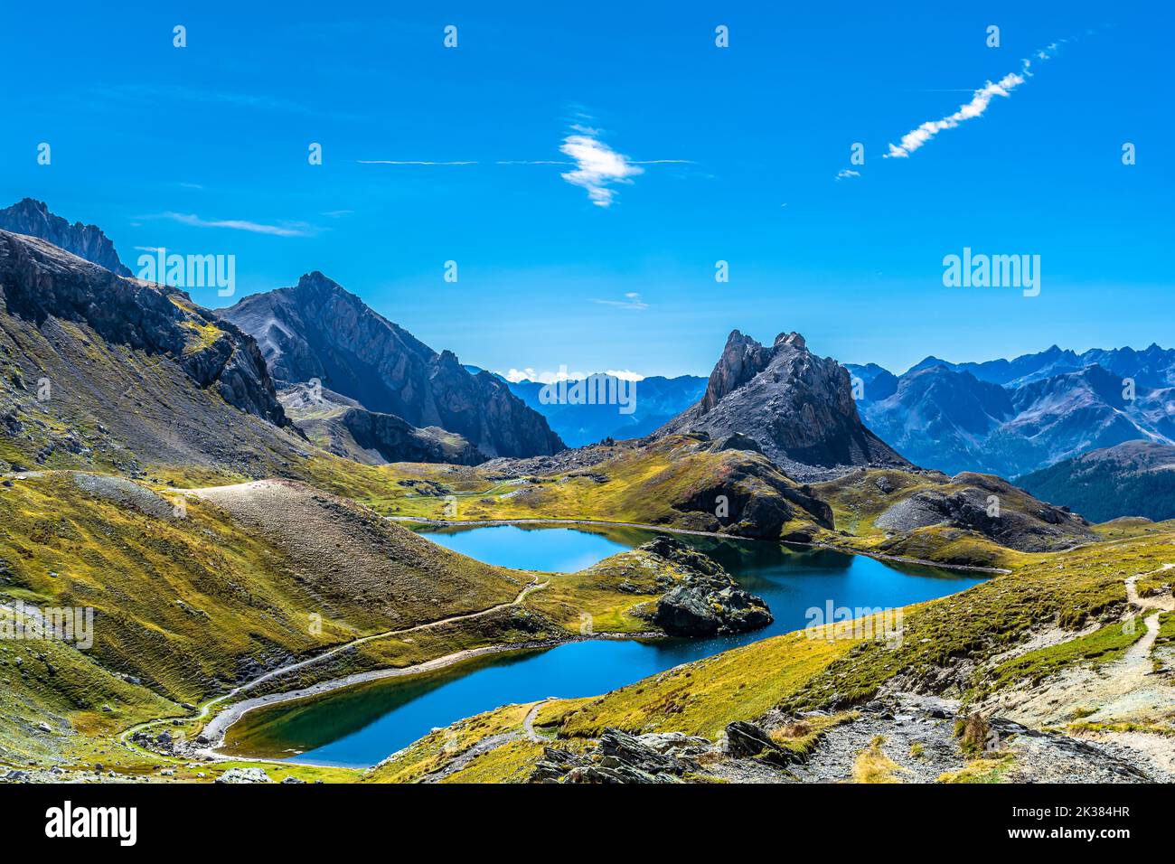 Lake Oronaye and Lake Superior of Roburent between Italy and France, at ...