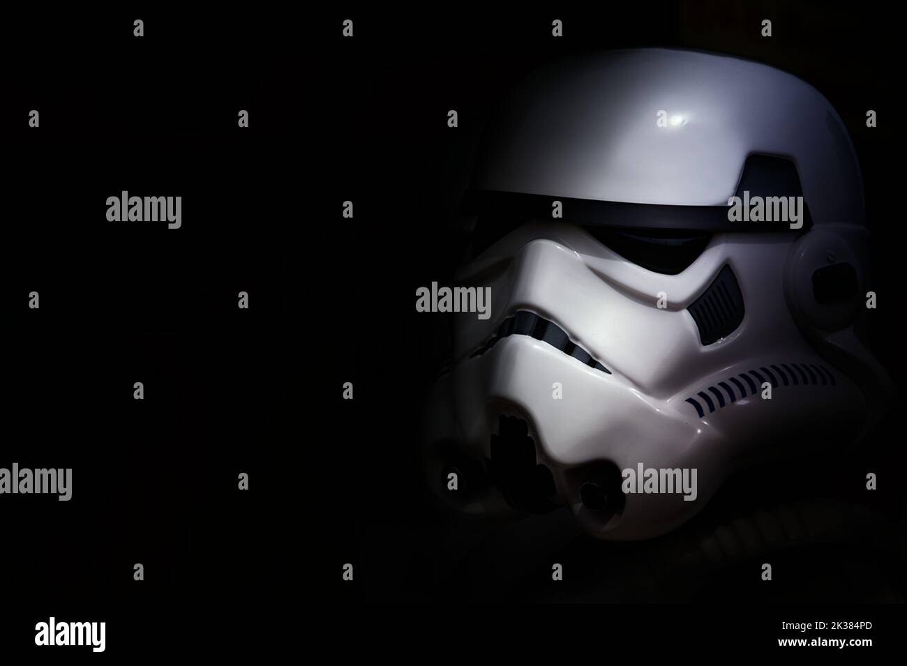 Head Of A Performer Dressed As An Imperial Stormtrooper From Star Wars ...