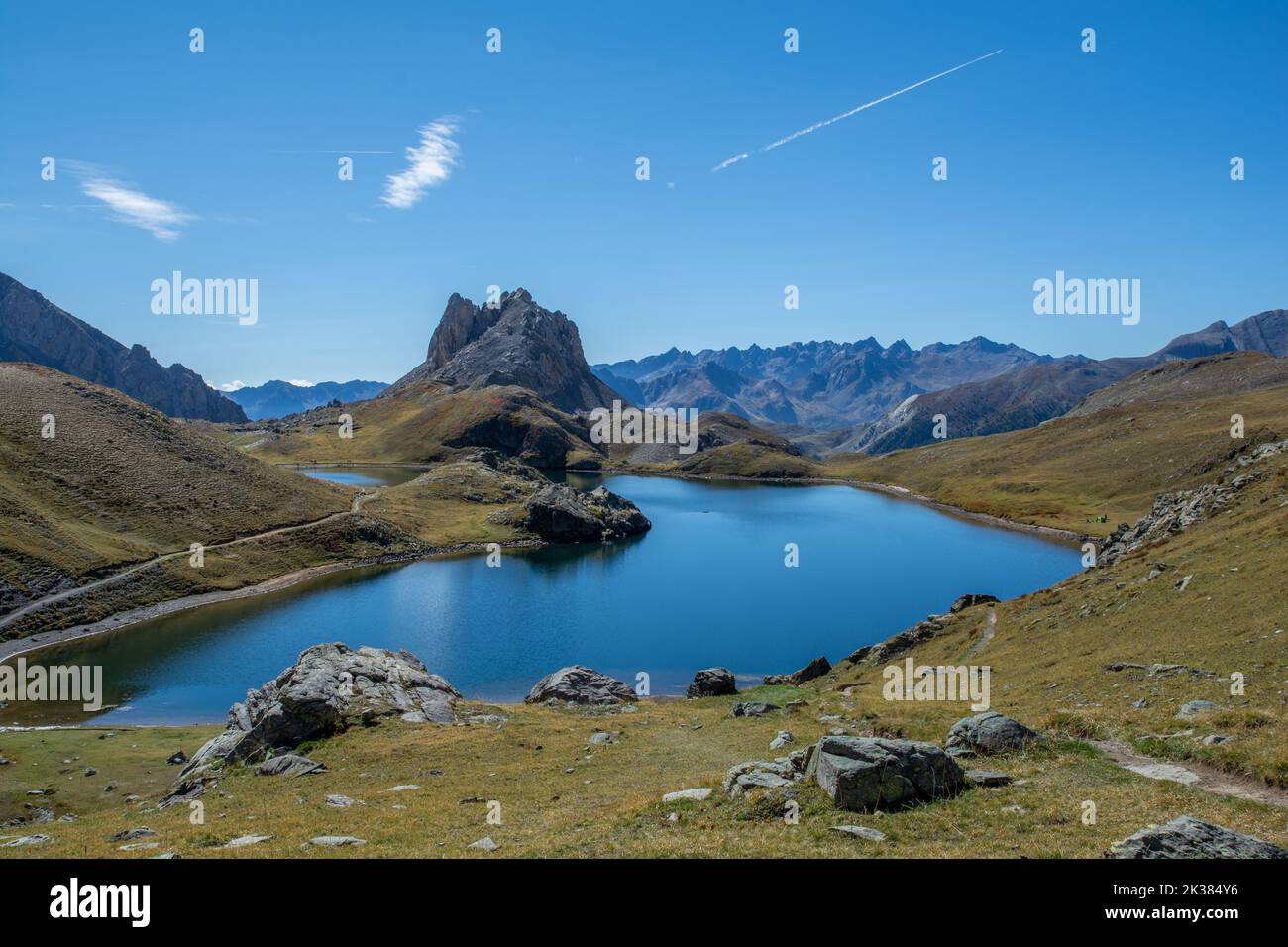 Lake Oronaye and Lake Superior of Roburent between Italy and France, at ...