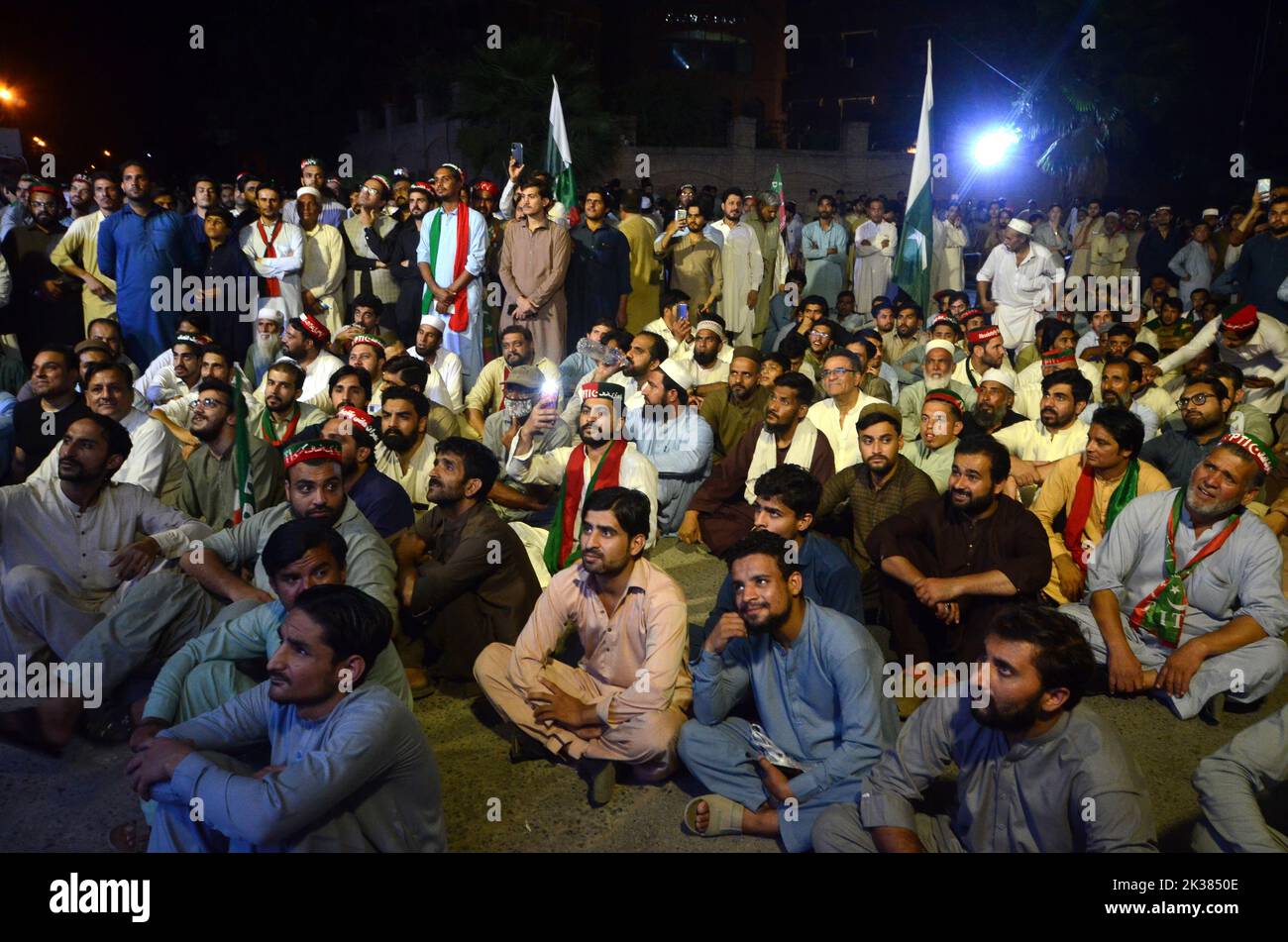 Peshawar, Khyber Pakhtunkhwa, Pakistan. 25th Sep, 2022. Supporters of ...