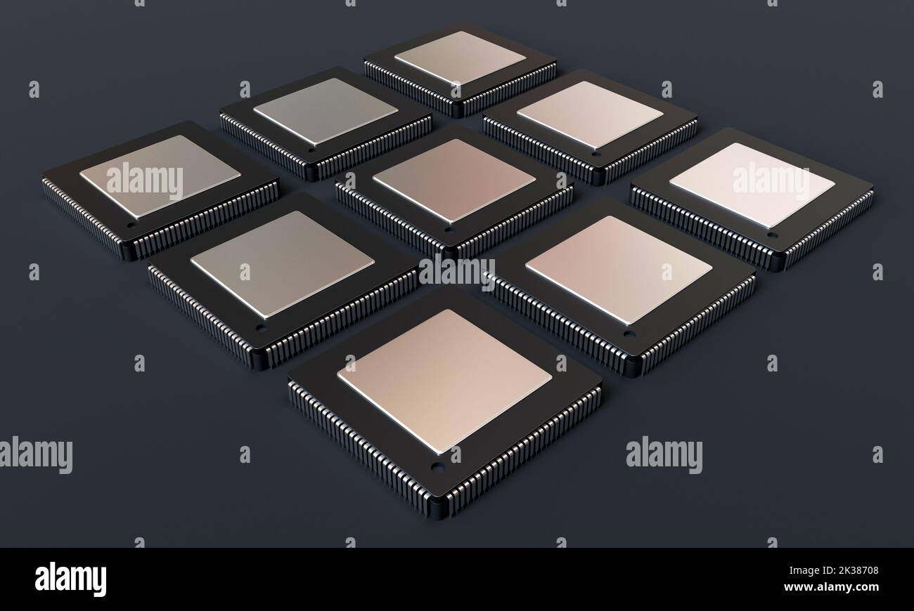 3D Rendering of Silicon semiconductor chip with studio lighting Stock ...