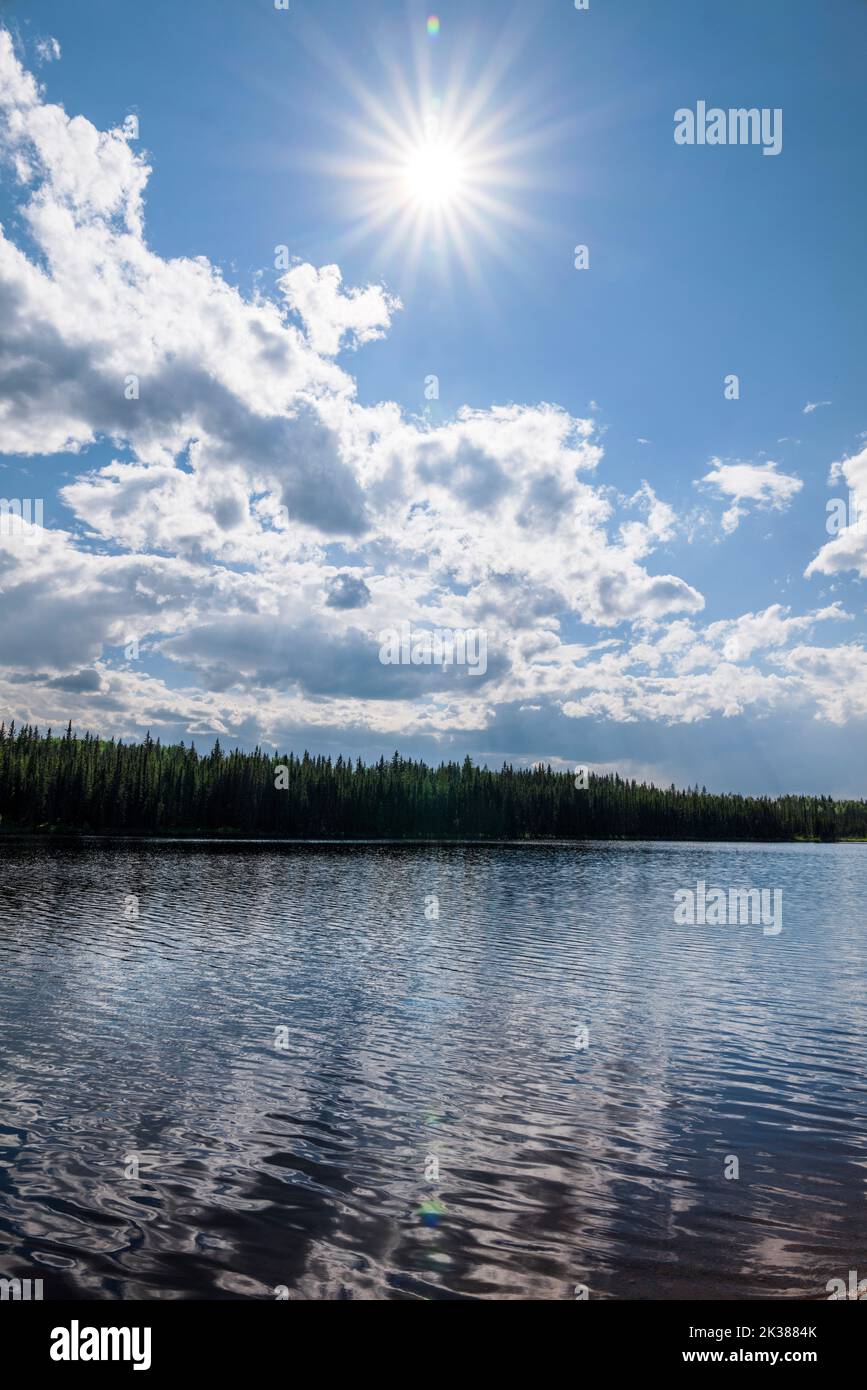 Sunburst over the Fort Nelson River; Andy Bailey Regional Park; Muska ...