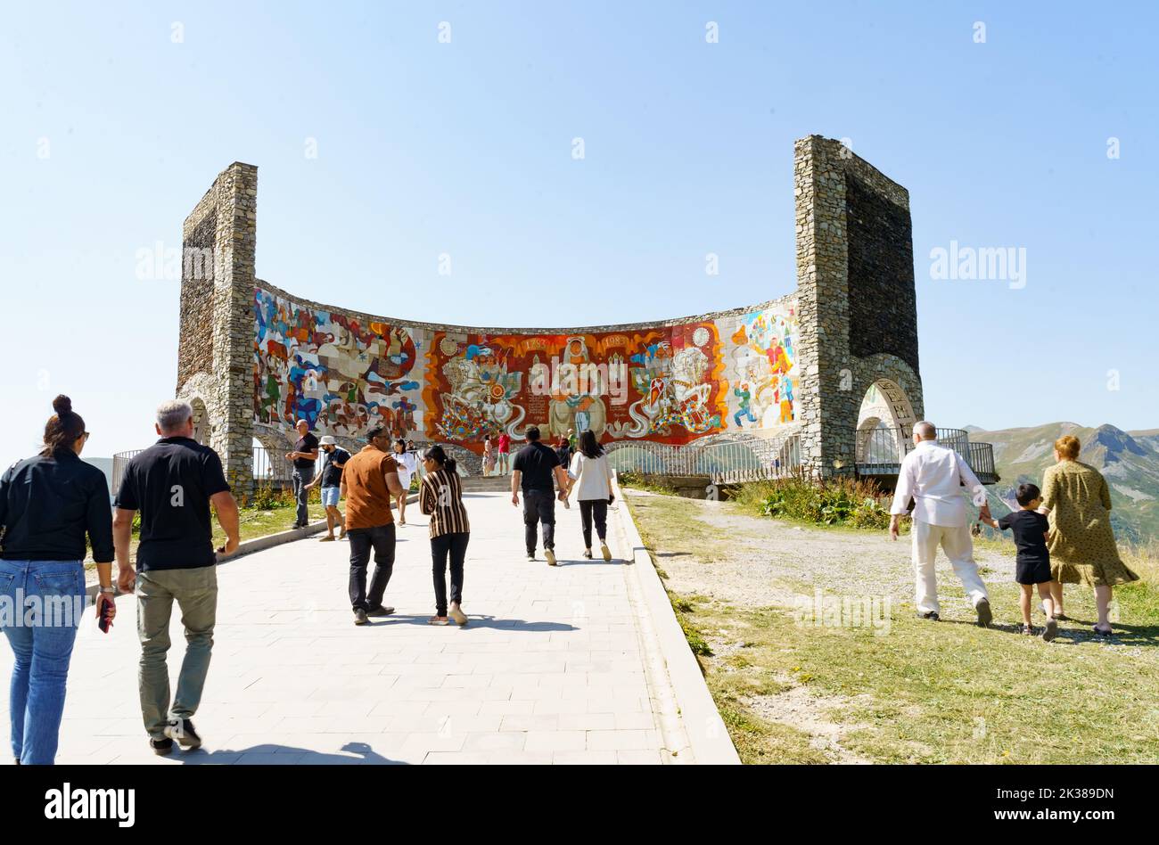 Gudauri, Georgia - August 28, 2022: Monument to the Soviet-Russian ...
