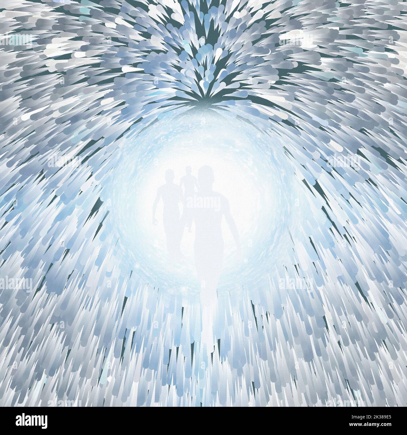 Tunnel of Light with figure. 3D rendering Stock Photo - Alamy