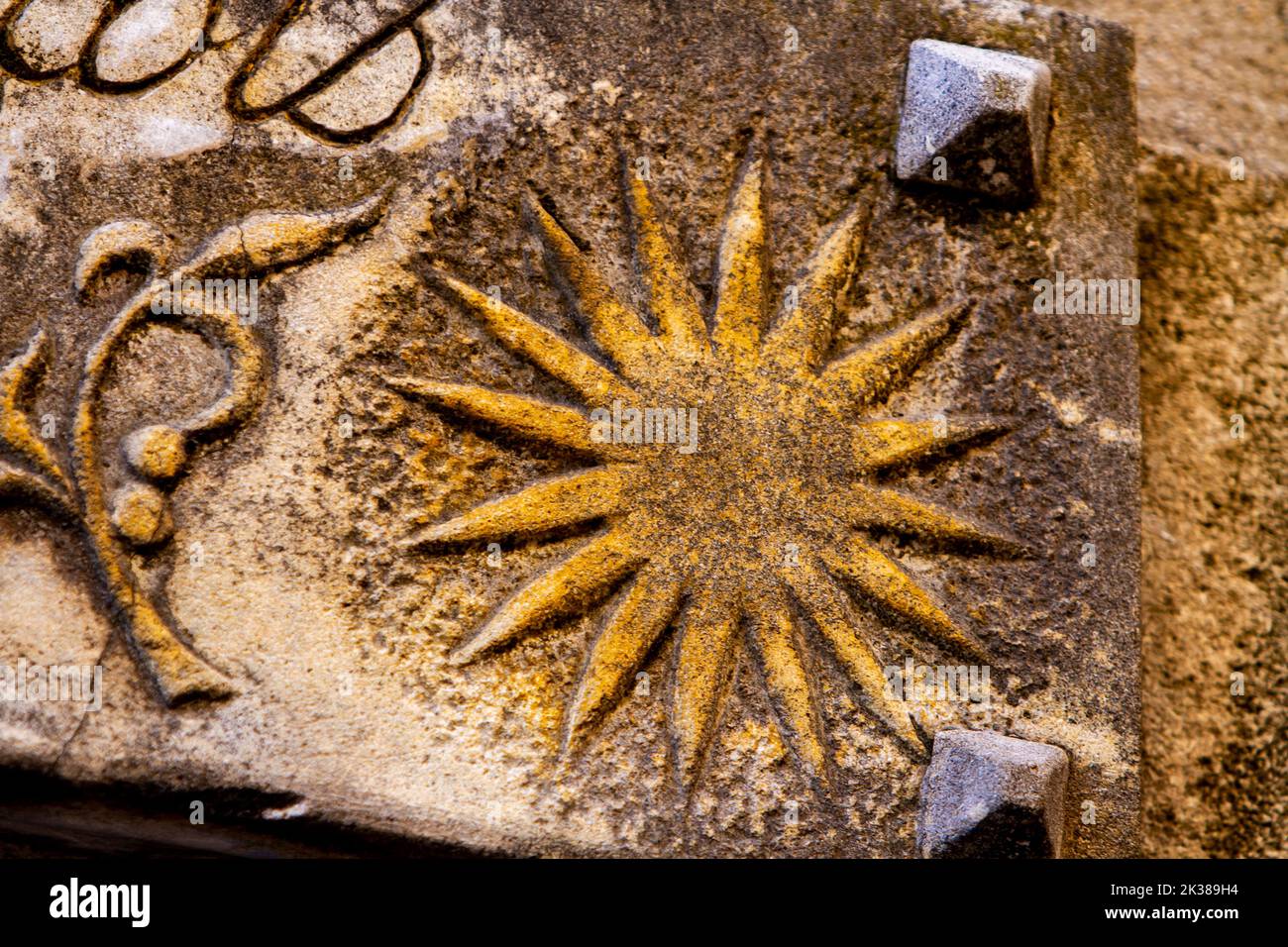 The 16 rayed star symbolizing the star of Bethlehem and symbol of Lords ...