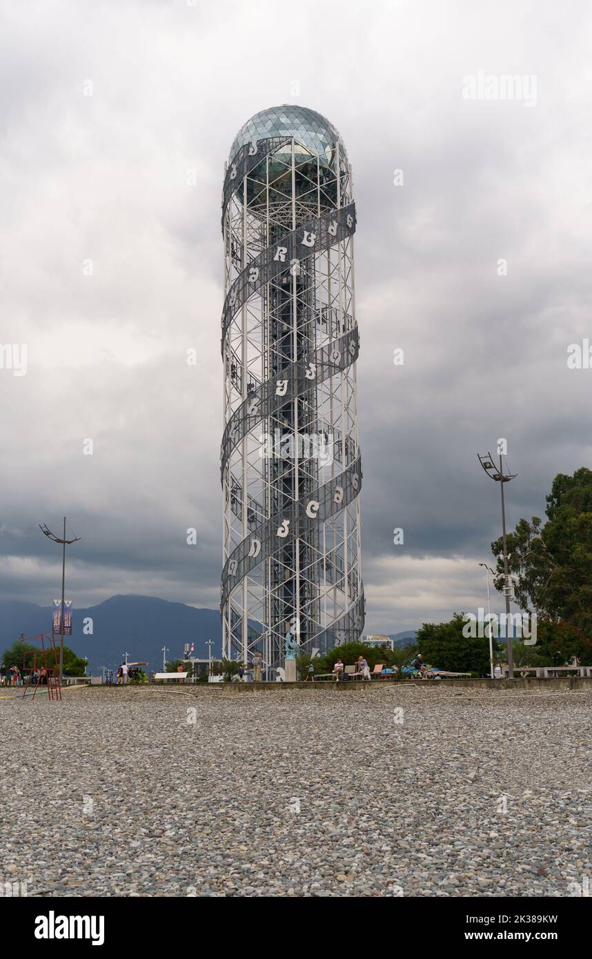 BATUMI, GEORGIA, AJARIA - September 06, 2022: Alphabet tower in Batumi ...
