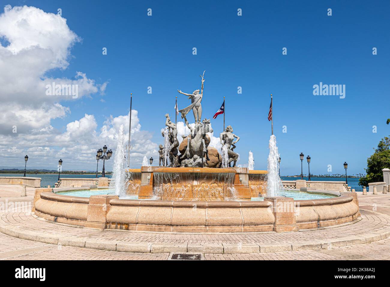 The fountain "Paseo de la Princesa" in old San Juan, Puerto Rico Stock ...