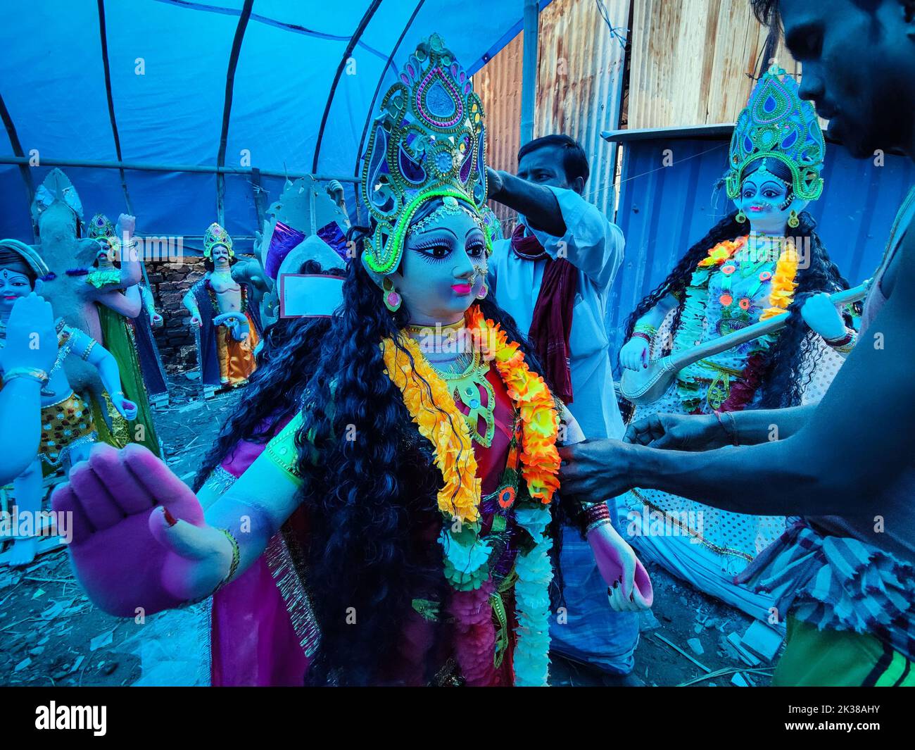 Kathmandu, Bagmati, Nepal. 25th Sep, 2022. Artists give final touch to ...