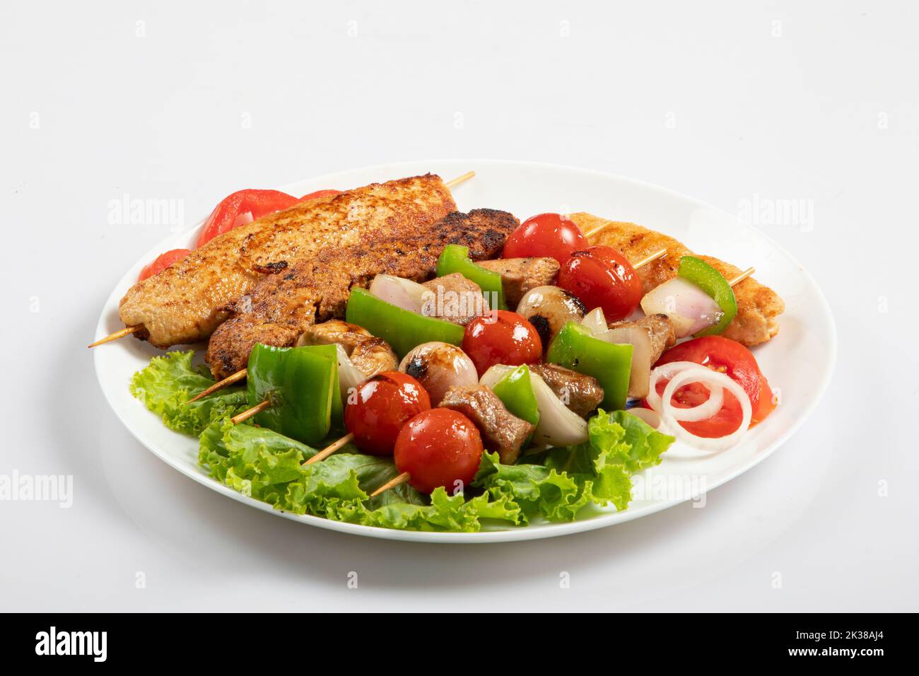 Arabian platter kabab rice isolated on white Stock Photo - Alamy