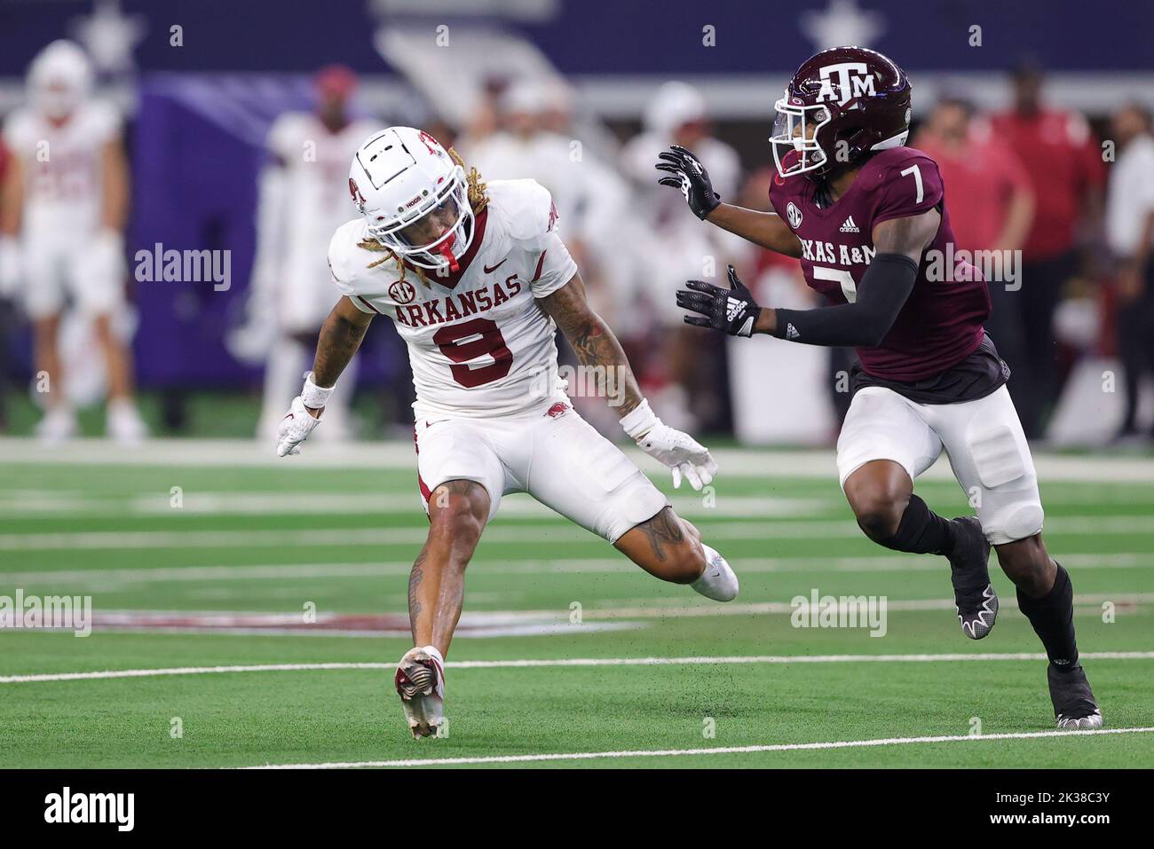 Arlington, Texas, USA. 24th Sep, 2022. Arkansas Razorback wide receiver ...