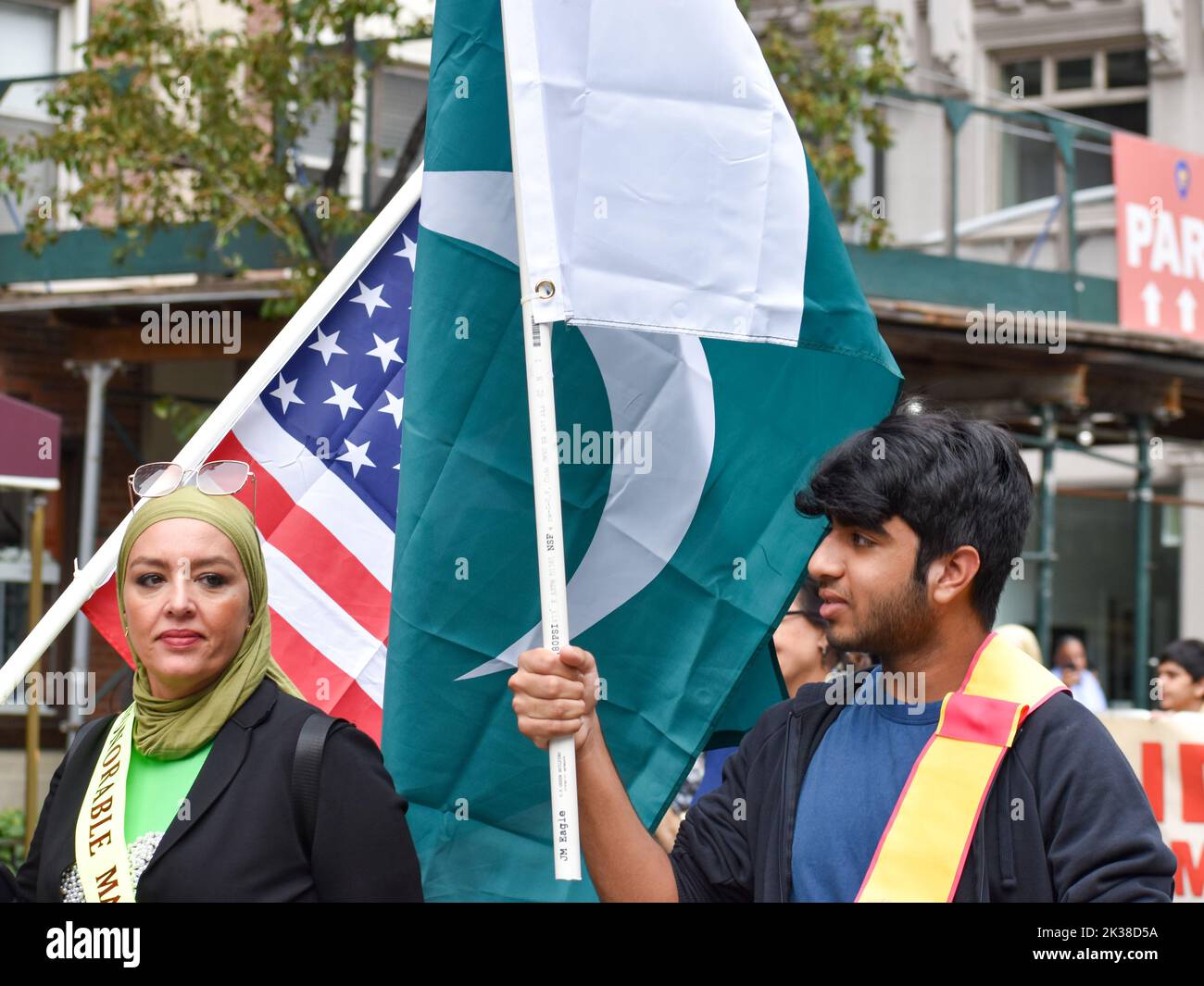 New York City, United States. 25th Sep, 2022. Flags of Pakistan and the ...
