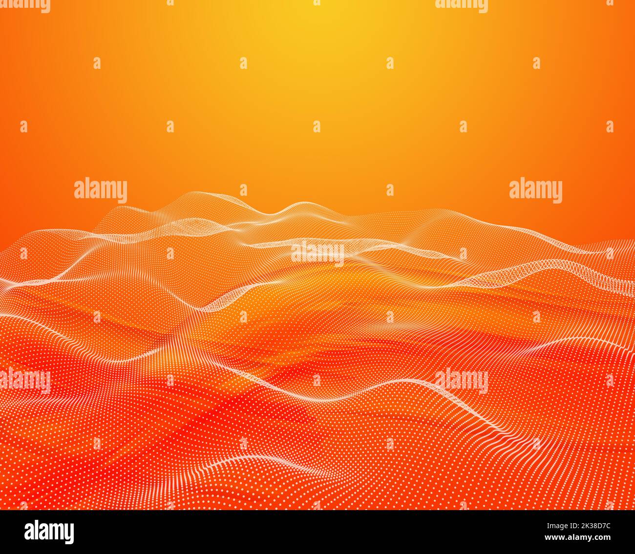 A 3D rendering of orange banner background with wave contours like ...