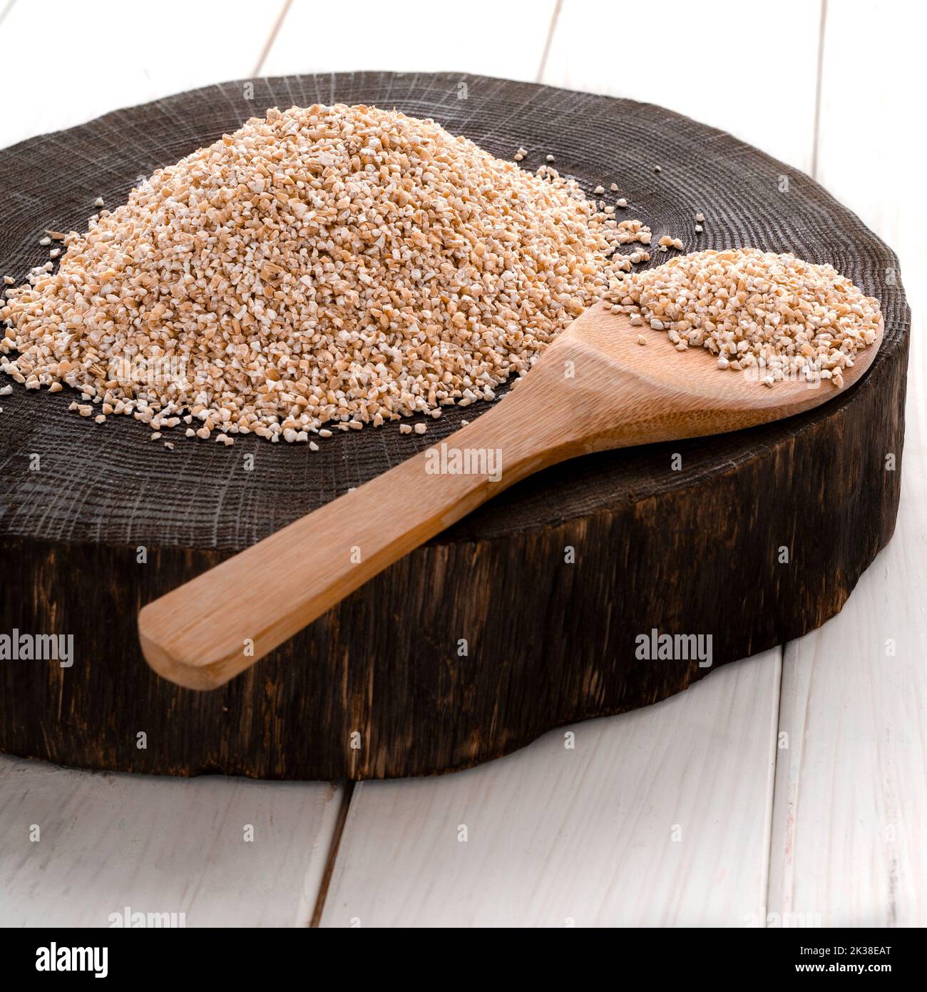 Raw dried broken barley cereal grain texture background macro closeup ...