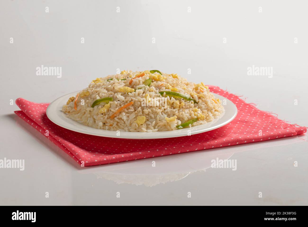 homemade fried rice with mixed vegetable (carrot, green bean peas, corn ...