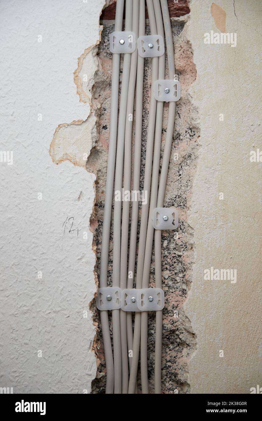 open wires in the interior and preparations for switches and sockets on ...