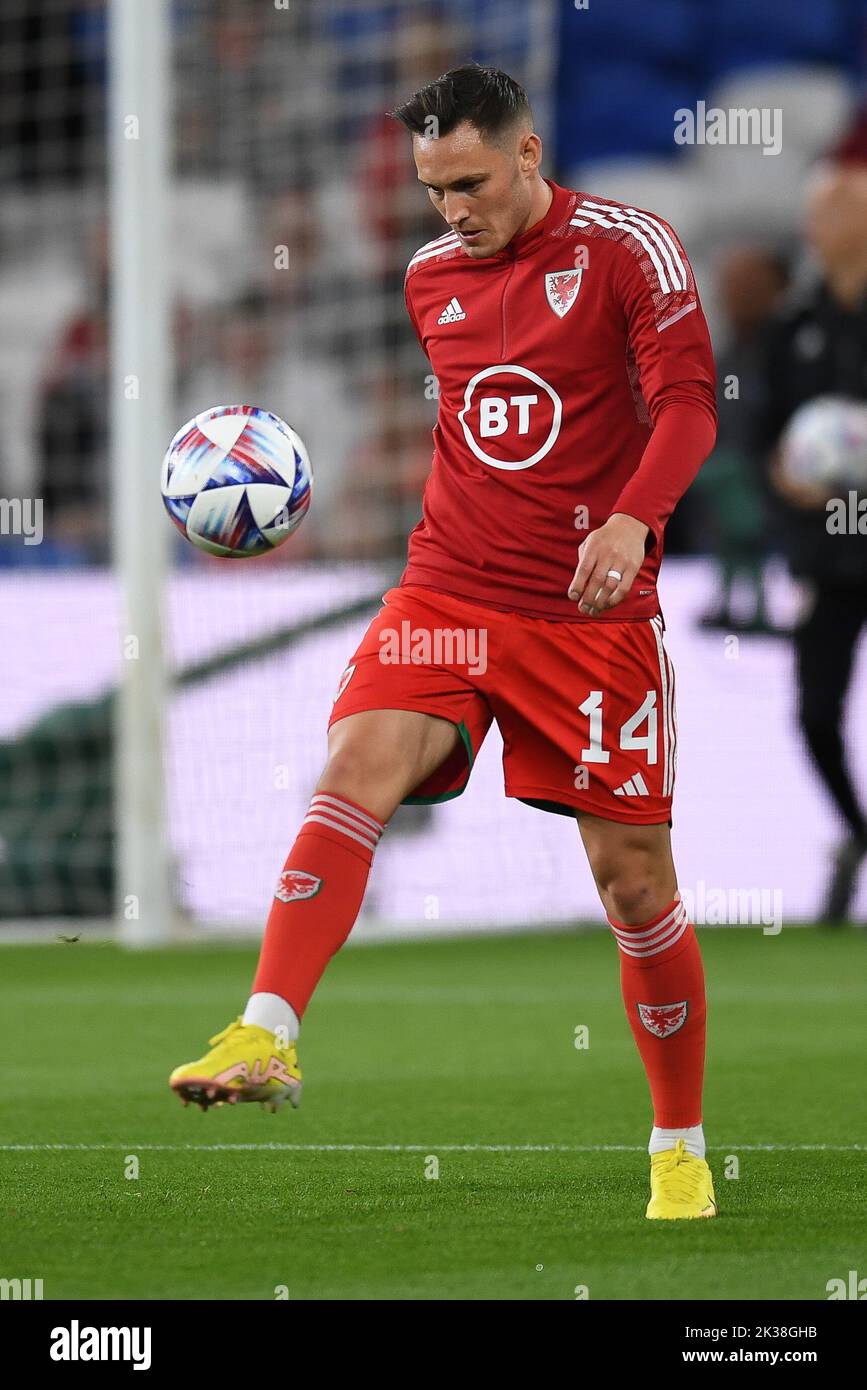 Connor Roberts of Wales during the pre-game warmup during the UEFA ...