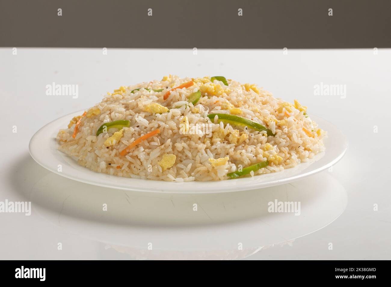 homemade fried rice with mixed vegetable (carrot, green bean peas, corn ...