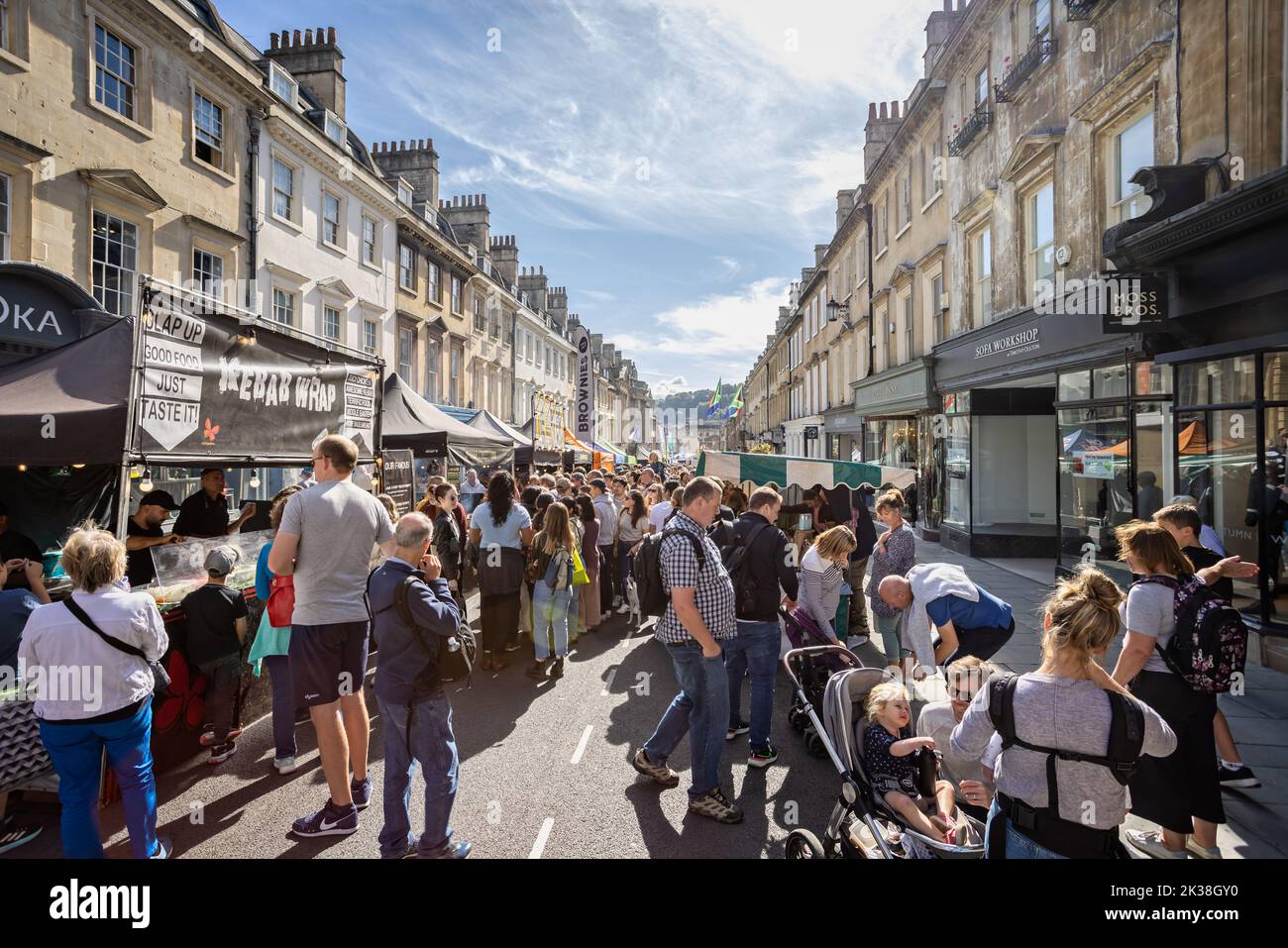 Crowds of people at the Great Bath Feast street food festival in Milsom ...