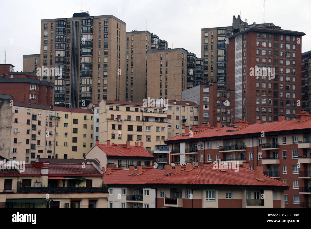 A beautiful view of apartment buildings with small windows Stock Photo ...