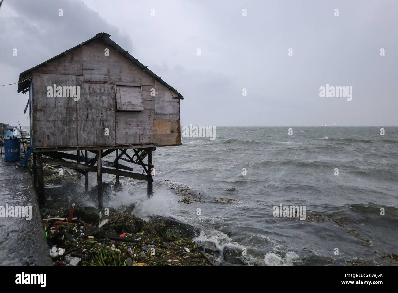 September 25, 2022, Baseco, Manila, Philippines: Strong waves brought ...
