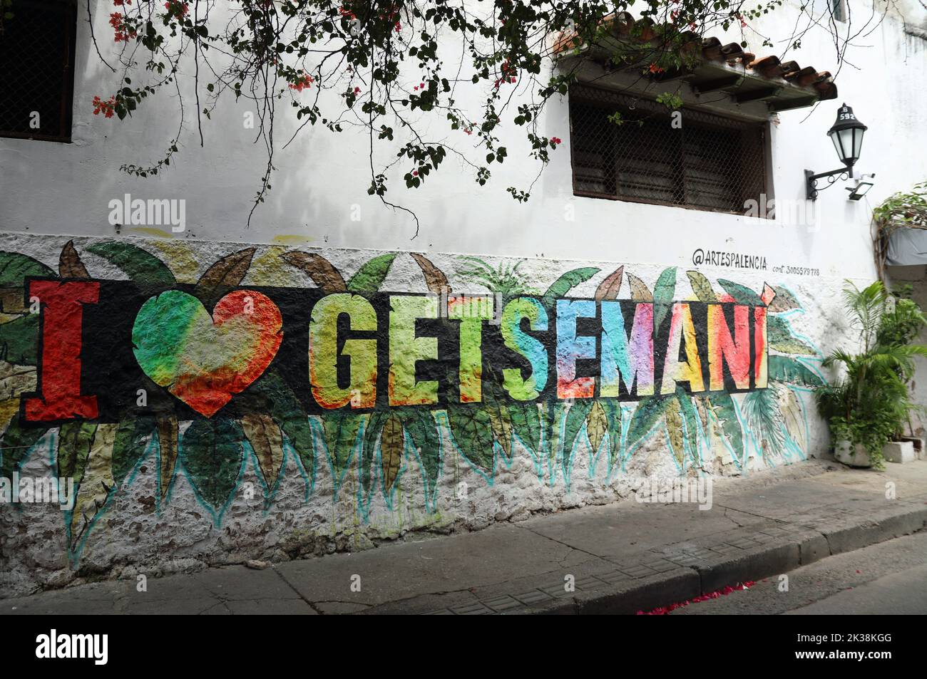 I Love Getsemani wall mural at Cartagena in Colombia Stock Photo - Alamy